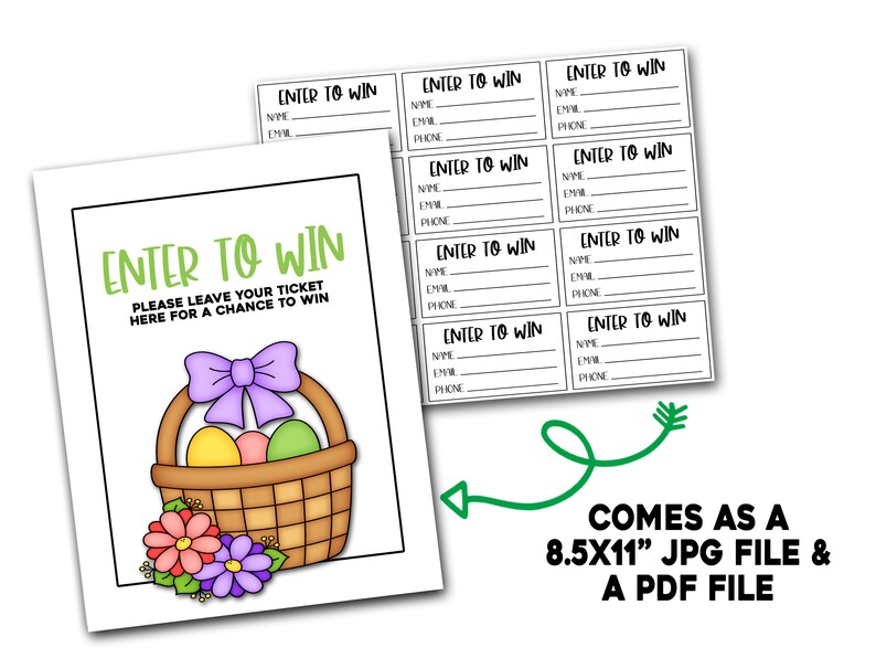 Enter to Win Tickets Easter Raffle Ticket and Sign Kit - Etsy