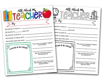 All About My Teacher Printable, Teacher Appreciation Week Printable ...