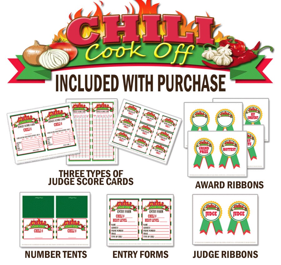 Chili Cook off Contest Forms Packet, Chili Cook off Judges Score Cards ...