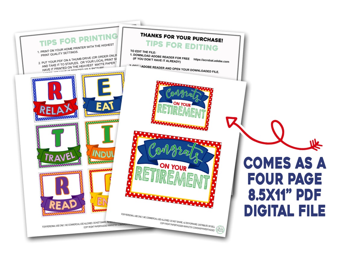 Retirement DIY Kit Retirement Gift Printable Retirement - Etsy