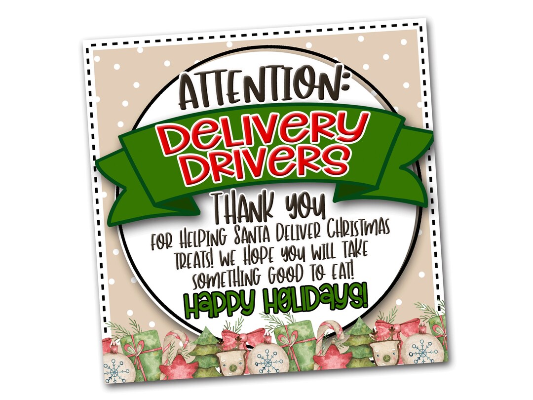 Christmas Delivery Driver Thank You, Driver Thank You Treats, Christmas ...
