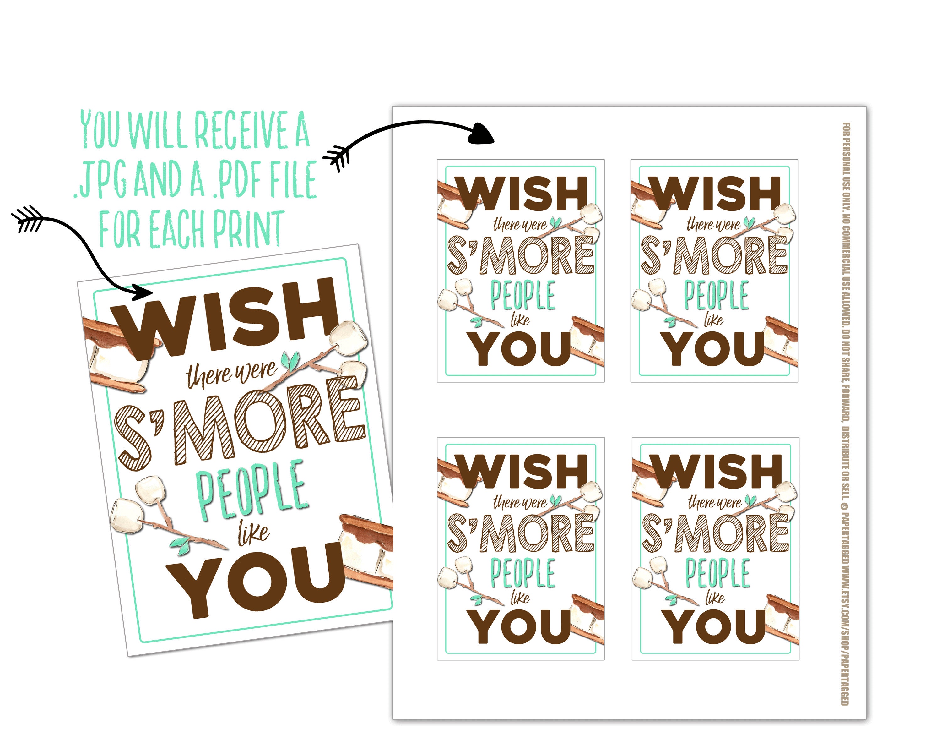 S'more People Like You, Printable Gift Tags, Discounted Set of Nine ...