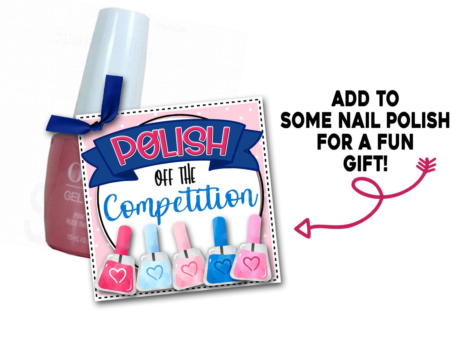 Cheerleading Good Luck Favor Tags, Polish off the Competition Cheer ...