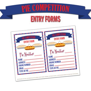Pie Making Competition Printable Forms, Pie Contest Forms Packet, Pie ...