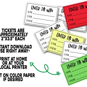Enter to Win Tickets, Christmas Raffle Ticket and Sign Kit, Holiday ...