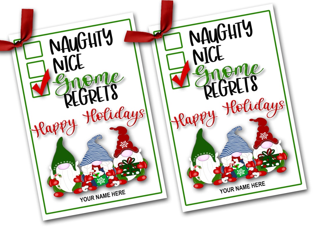 Gnome Christmas Gift Tags, Gnome Regrets Christmas Gift Tag, Gnome ...