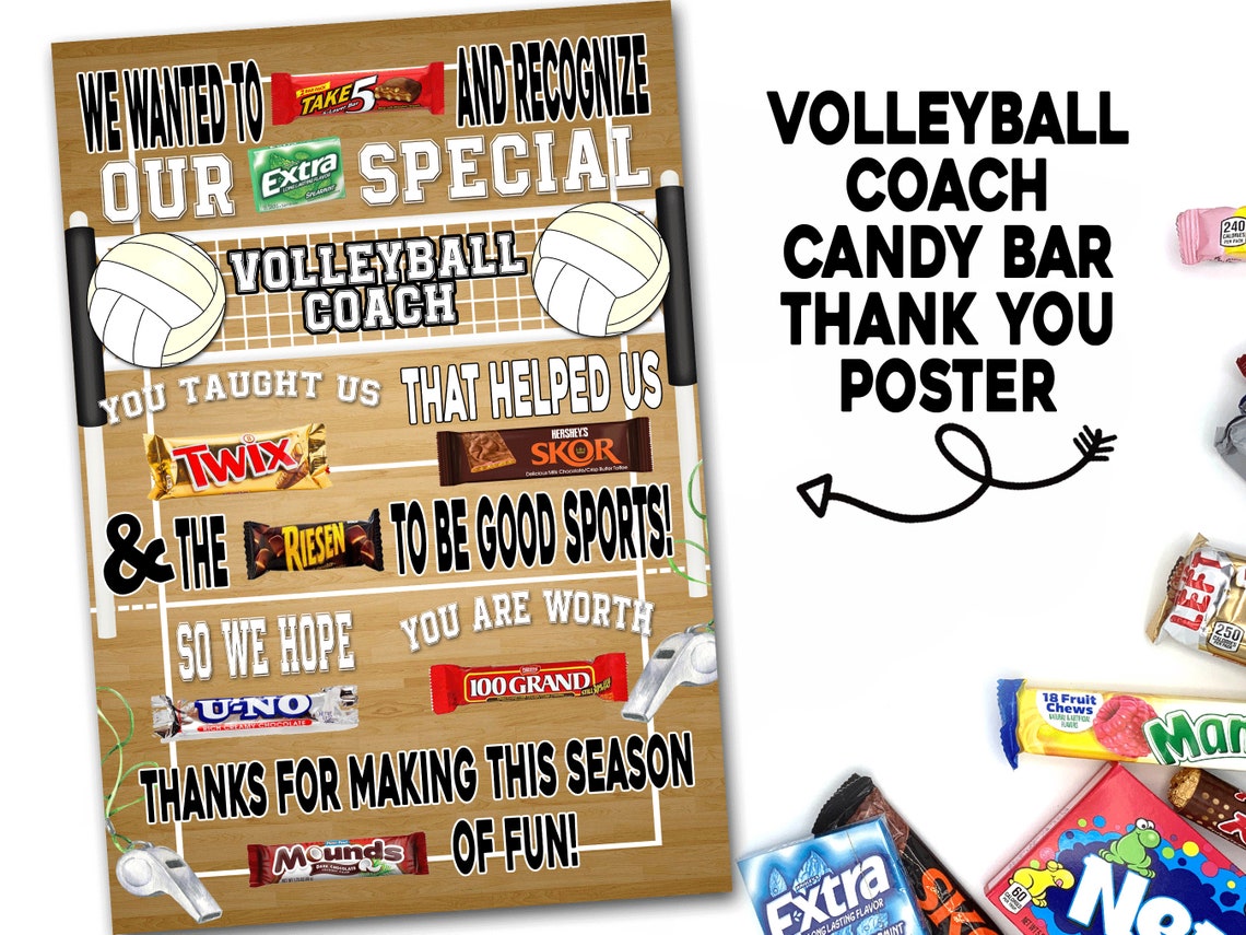 Volleyball Coach Candy Gram Poster, Coaches Thank You Gift, Coach Gift ...