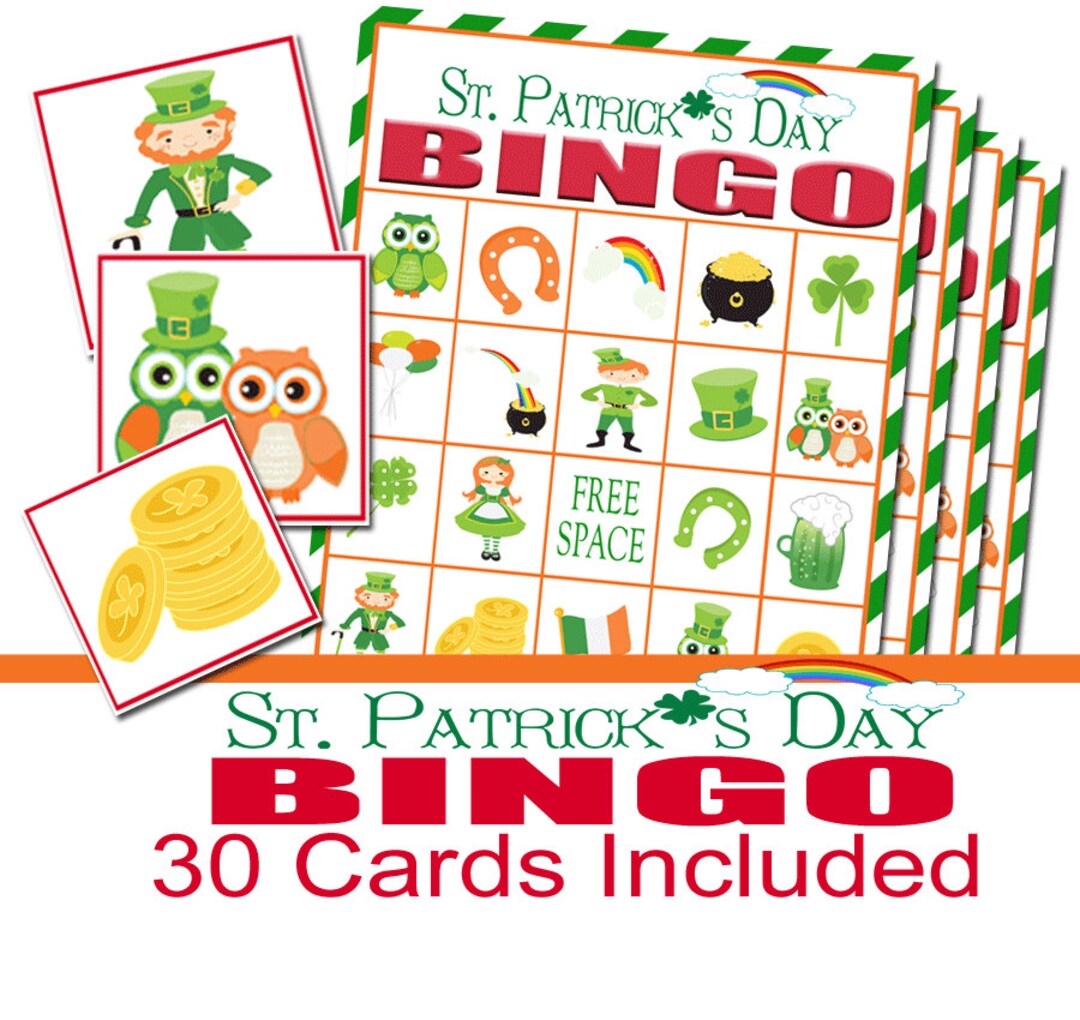 St. Patricks Day Party Bingo Game, St. Patty's Party Game, St. Patrick ...