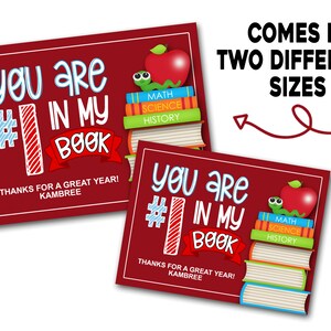 Teacher Gift Tag, Teacher Appreciation Week Gift, Number One in My Book ...