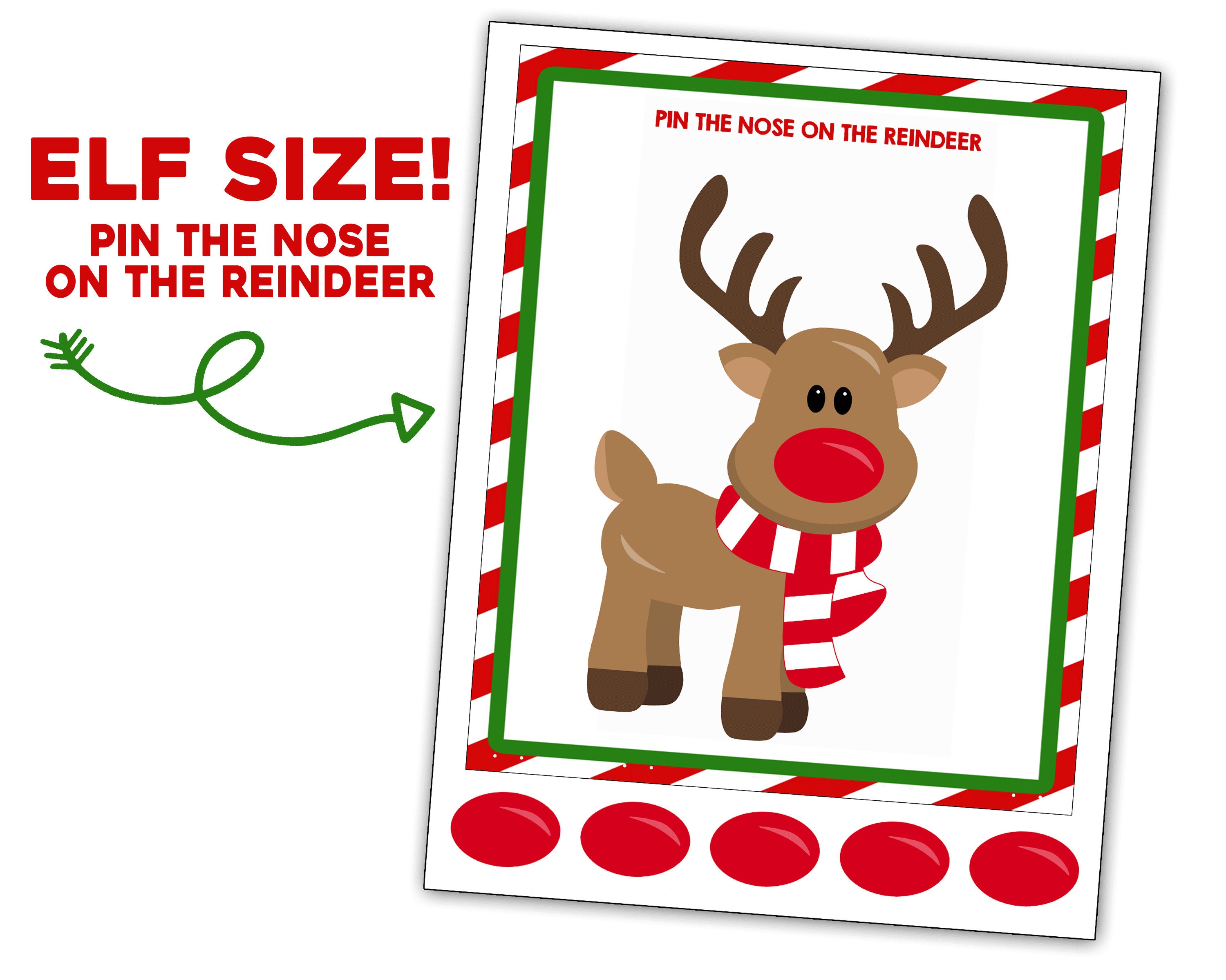 Elf Idea, Elf Pin the Nose on the Reindeer, Easy Elf Ideas, Printable ...