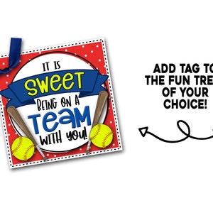 Softball Treat Tags, Softball Good Luck Favor Tags, It is Sweet Being ...