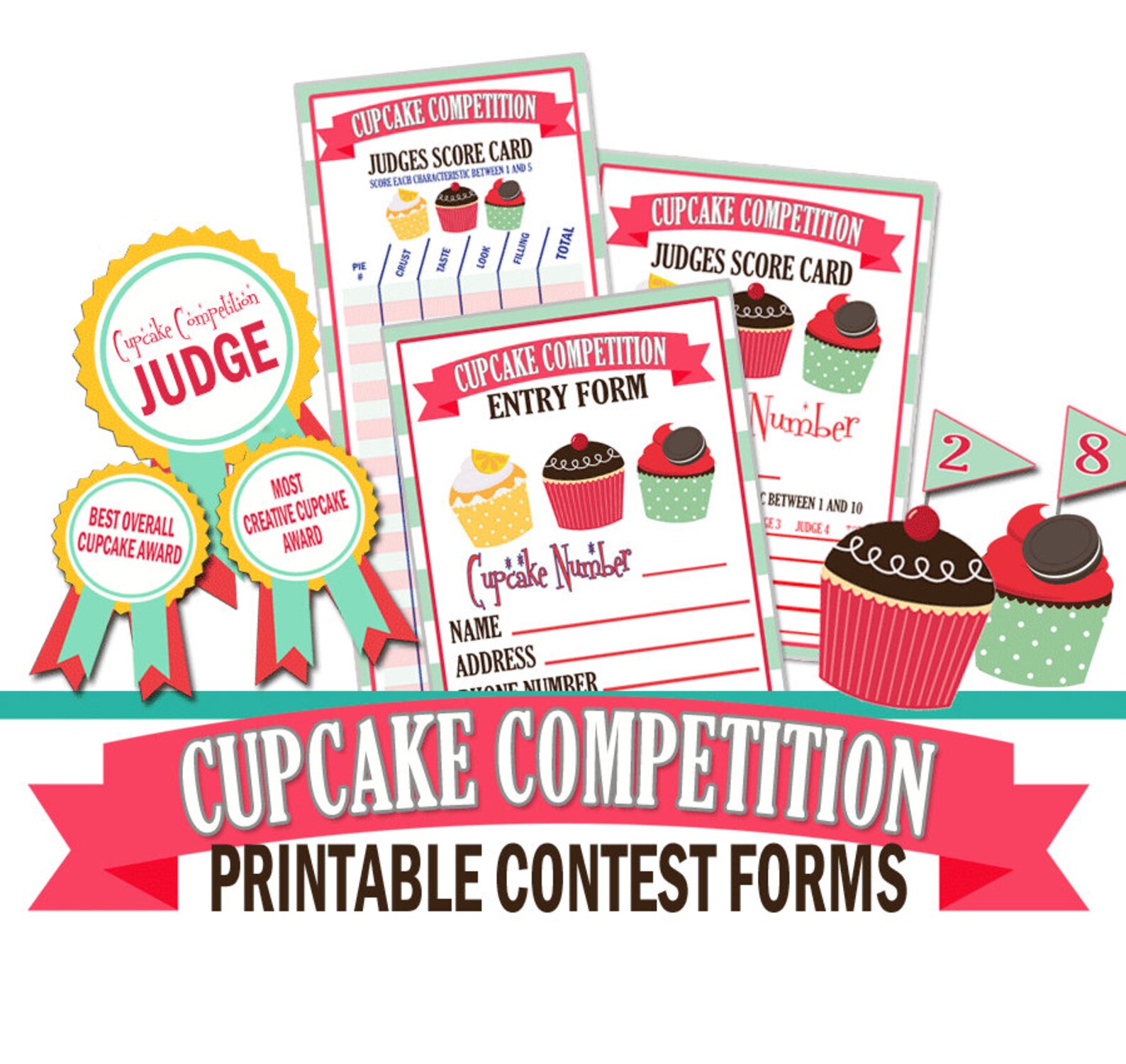 Cupcake Competition Printables Forms Cupcake Contest Forms | Etsy