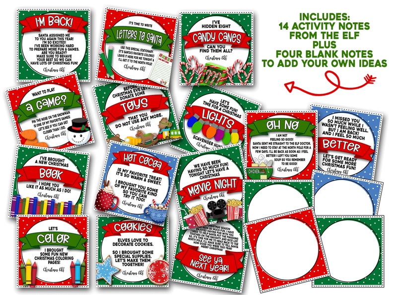 Elf Activities Printable Elf Notes Note From Elf Elf - Etsy
