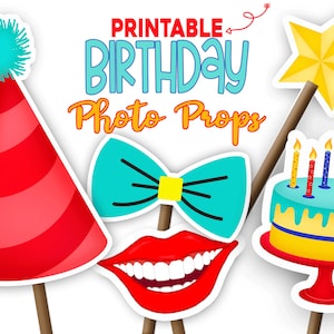 Birthday Photo Booth Props, Photo Props for Birthday Party, Printable ...