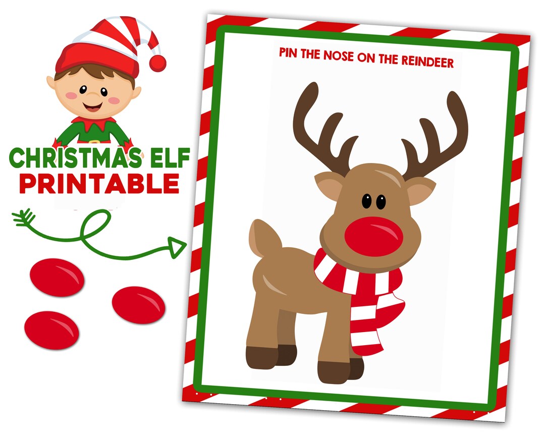 Elf Idea, Elf Pin the Nose on the Reindeer, Easy Elf Ideas, Printable ...