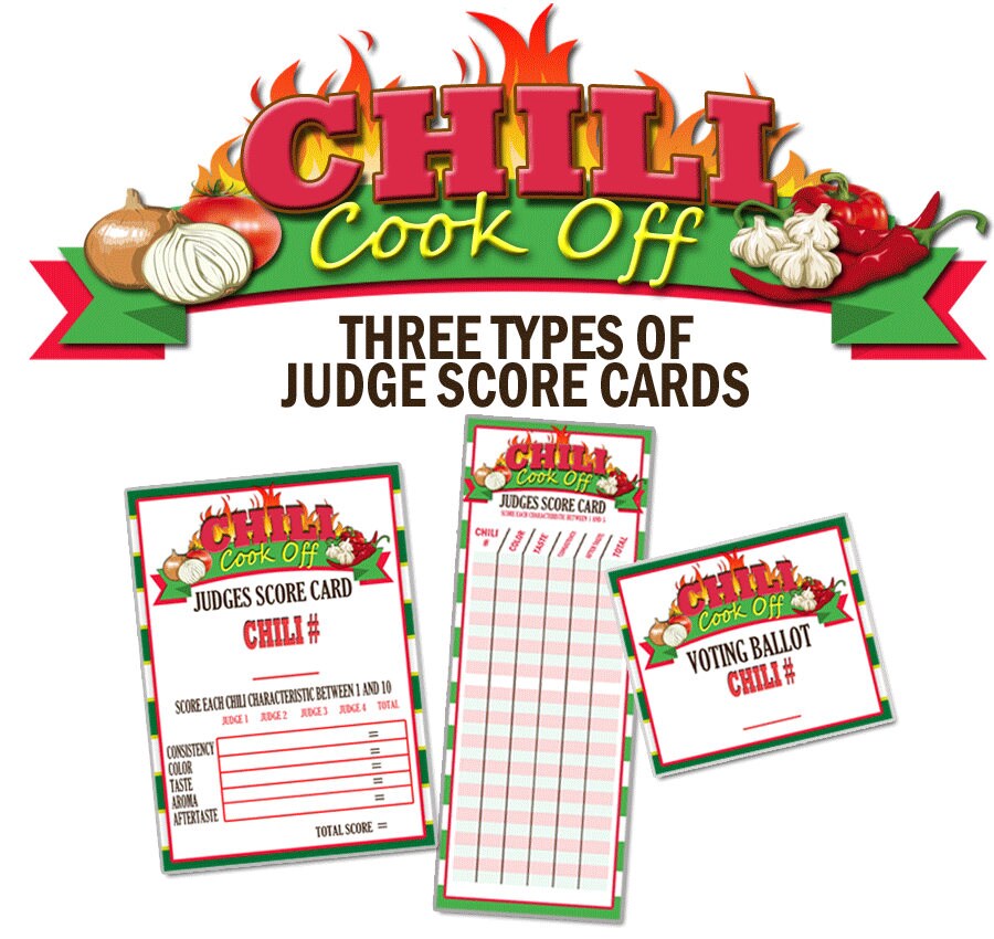 Chili Cook off Contest Forms Packet, Chili Cook off Judges Score Cards ...