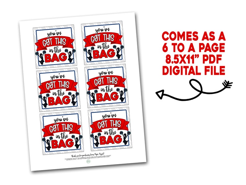 Cheerleading Good Luck Favor Tags Got This in the Bag - Etsy