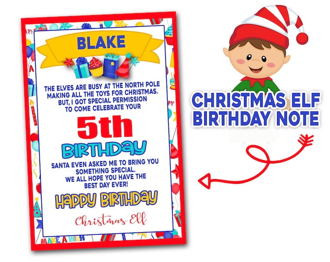 Elf Birthday Note Christmas Elf Birthday Visit Editable Elf - Etsy