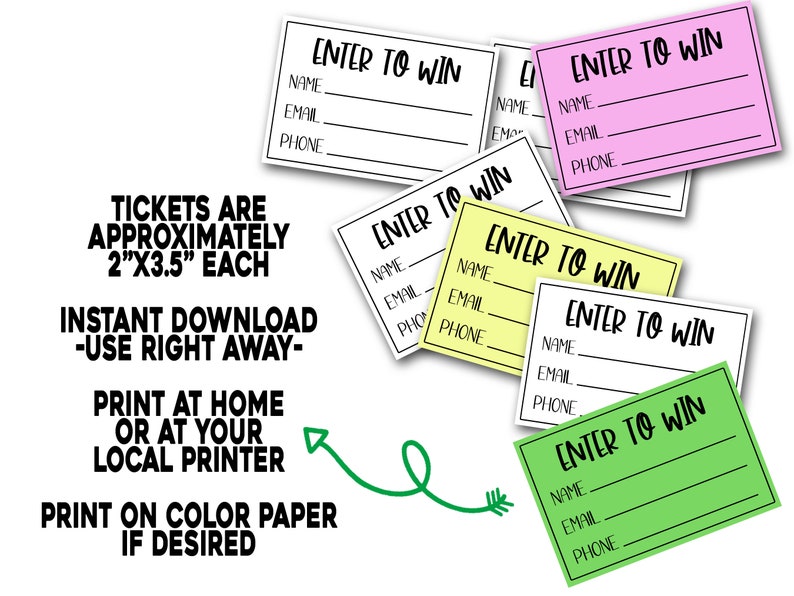Enter to Win Tickets, Raffle Ticket and Sign Kit, Marketing Giveaway ...
