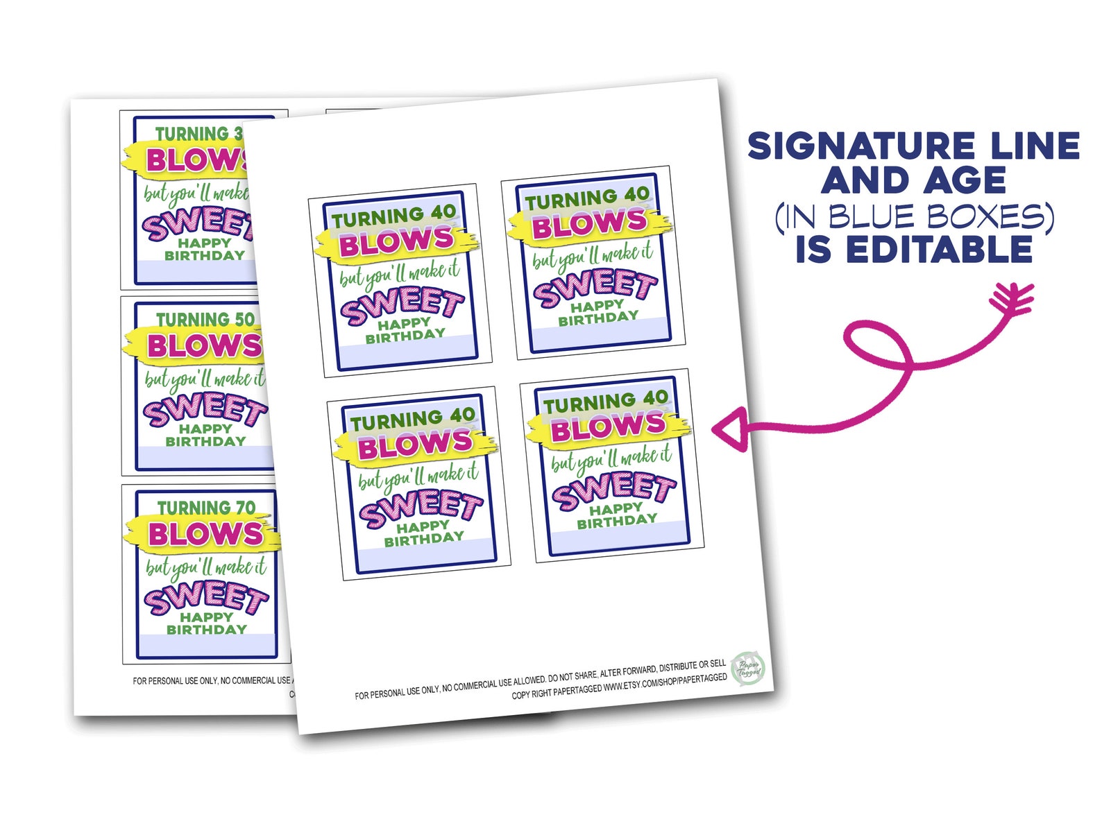 40th Birthday Gift Tag Candy Bar Poster Friend Birthday | Etsy