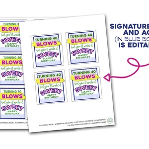 40th Birthday Gift Tag, Candy Bar Poster, Friend Birthday Gift ...