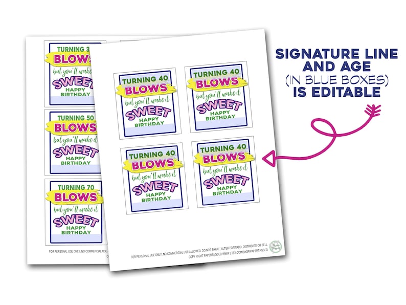 40th Birthday Gift Tag Candy Bar Poster Friend Birthday | Etsy