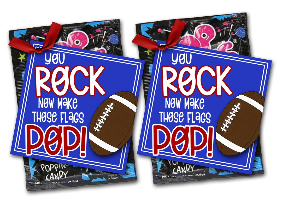 Football Treat Tags, Flag Football Good Luck Favor Tags, You Rock Make ...