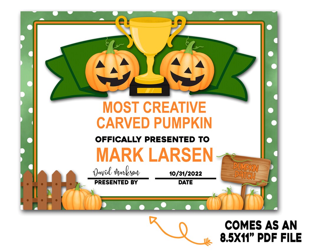 Halloween Award Certificates, Halloween Pumpkin Carving Certificates ...