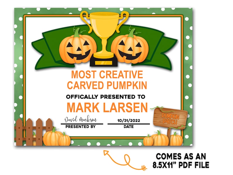 Halloween Award Certificates, Halloween Pumpkin Carving Certificates ...