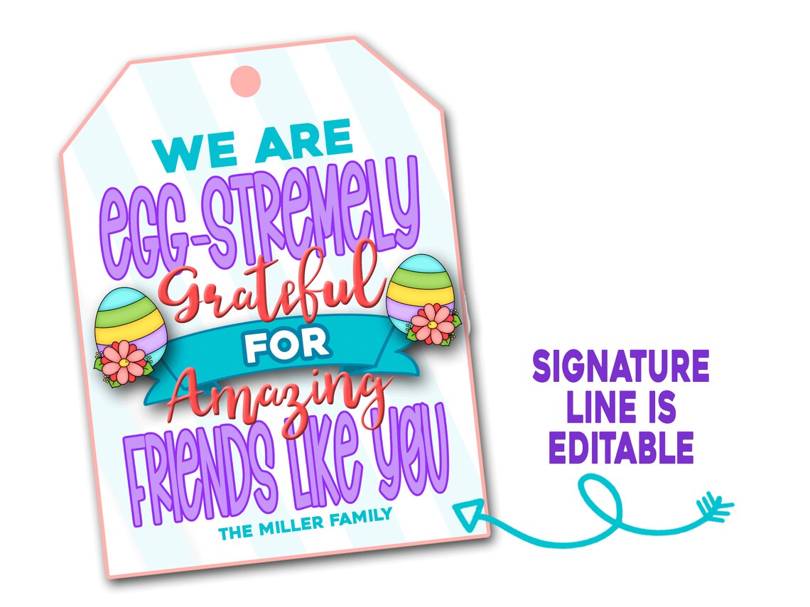 Easter Friend Gift, Friend Easter Gift, Treat Tags, Editable Thank You ...