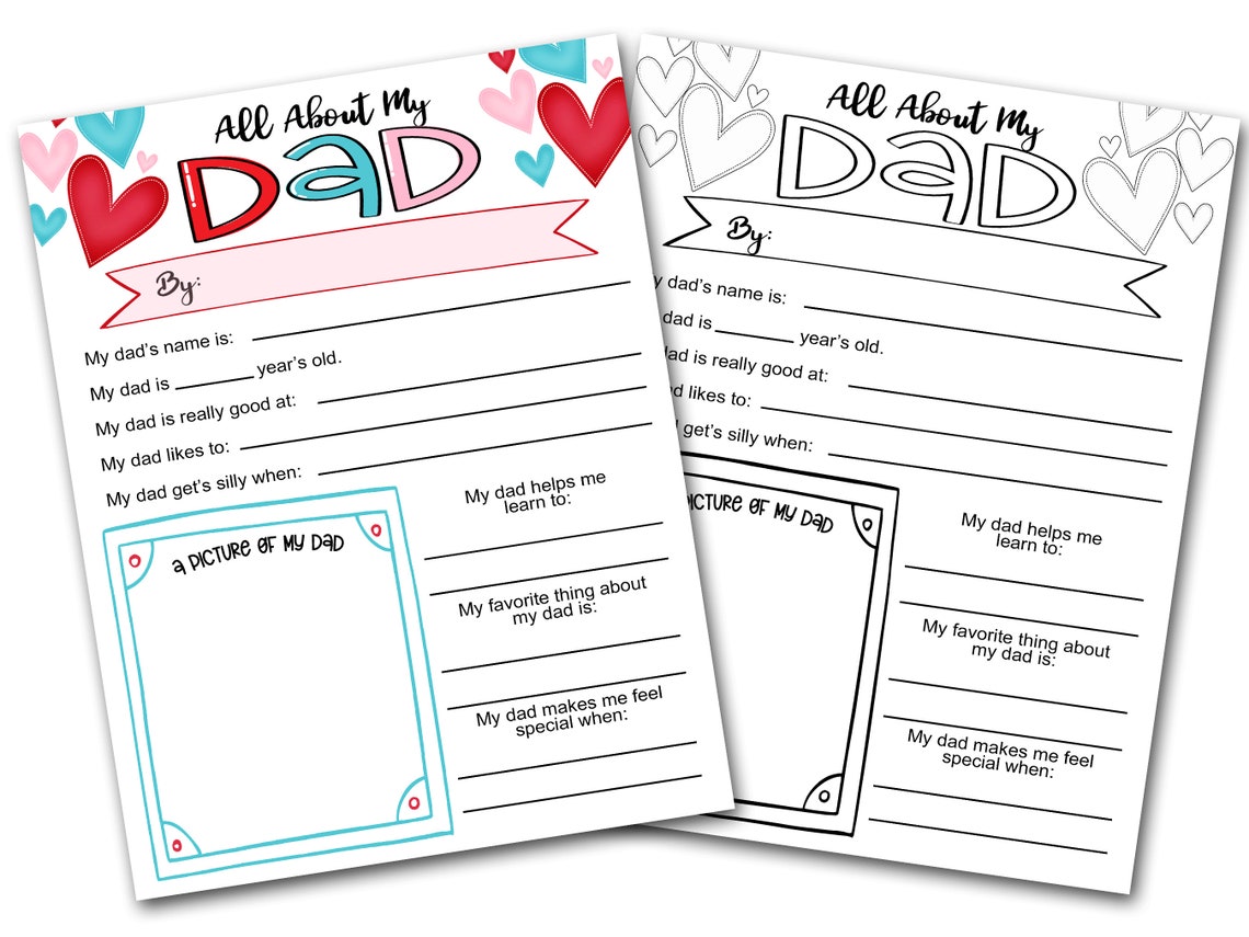 All About My Dad Father's Day Printable Father's Day - Etsy