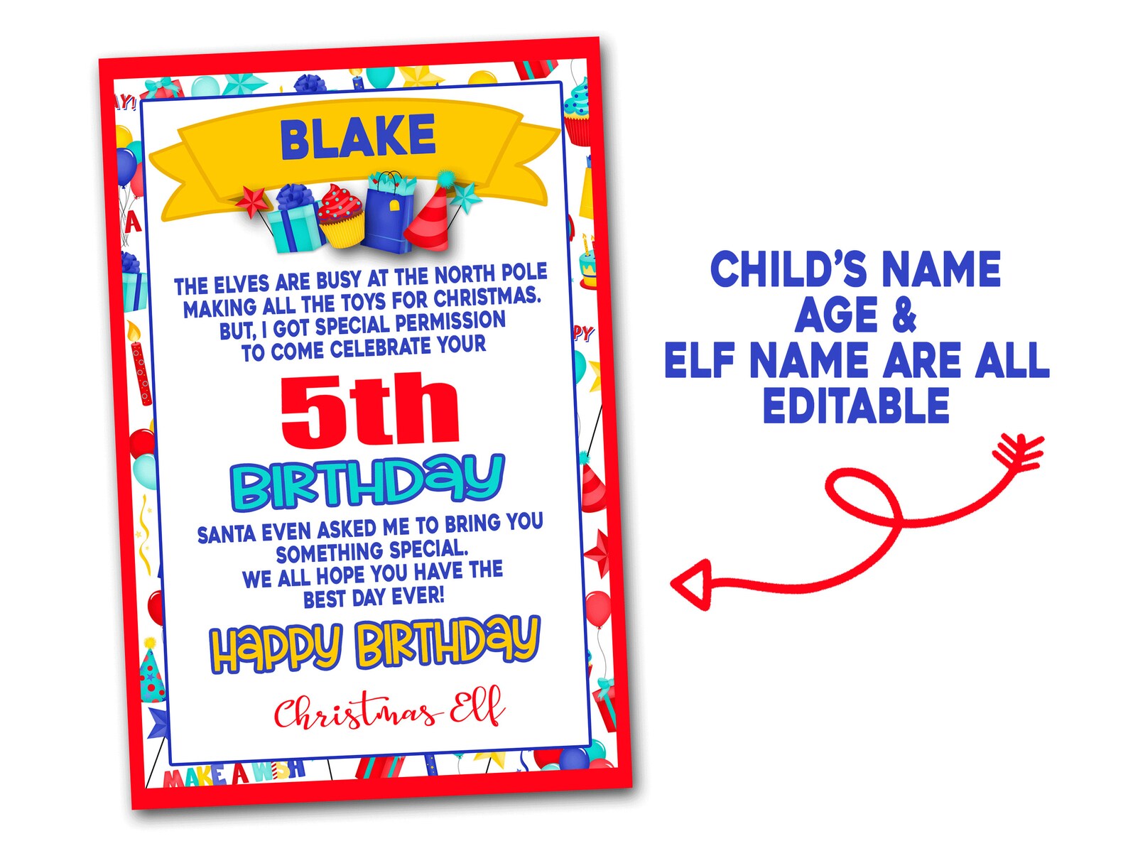 Elf Birthday Note Christmas Elf Birthday Visit Editable Elf - Etsy