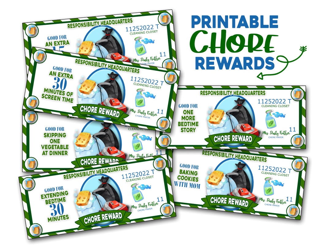 Chore Reward Coupons, Chore Rewards, Printable Chore Reward Coupons ...