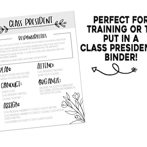 Young Women Class Presidency Responsibilities Sheets, Responsibilities ...