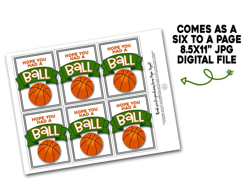 Basketball Treat Tag Basketball Good Luck Favor Tag Hope You - Etsy