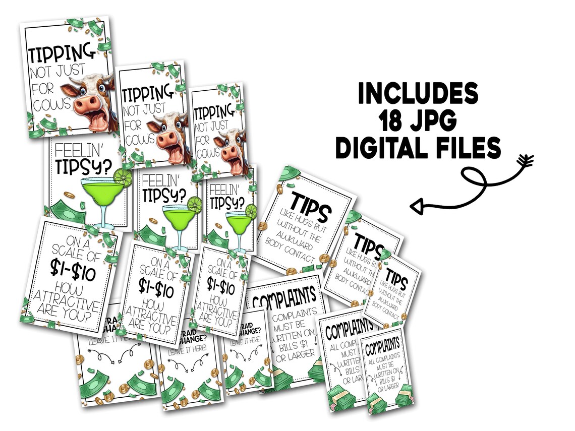 Funny Tip Signs, Printable Tipping Signs, Tipping Signs, Tip Jar Signs ...