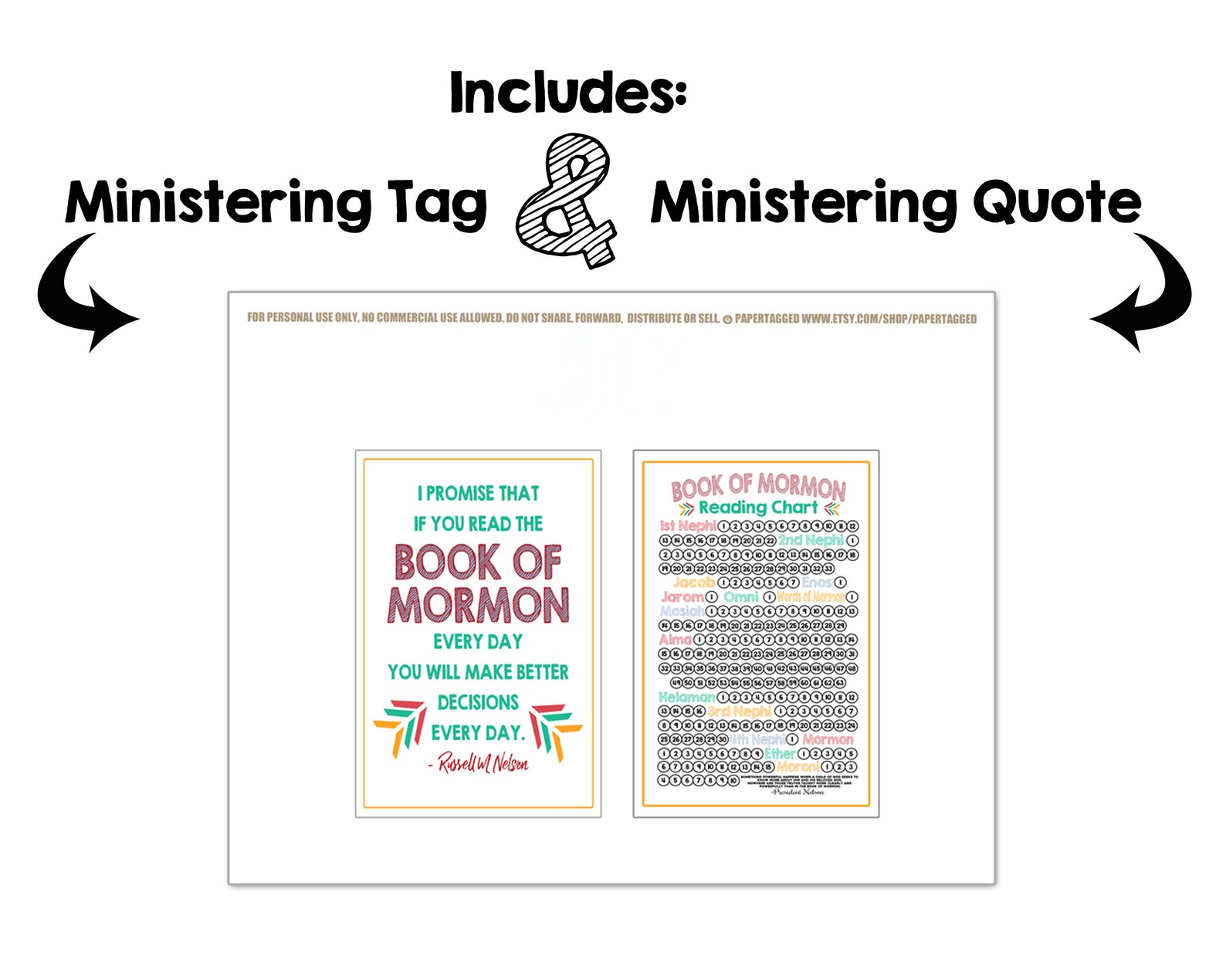 Ministering Gift Idea Book of Mormon Read Chart Book of | Etsy