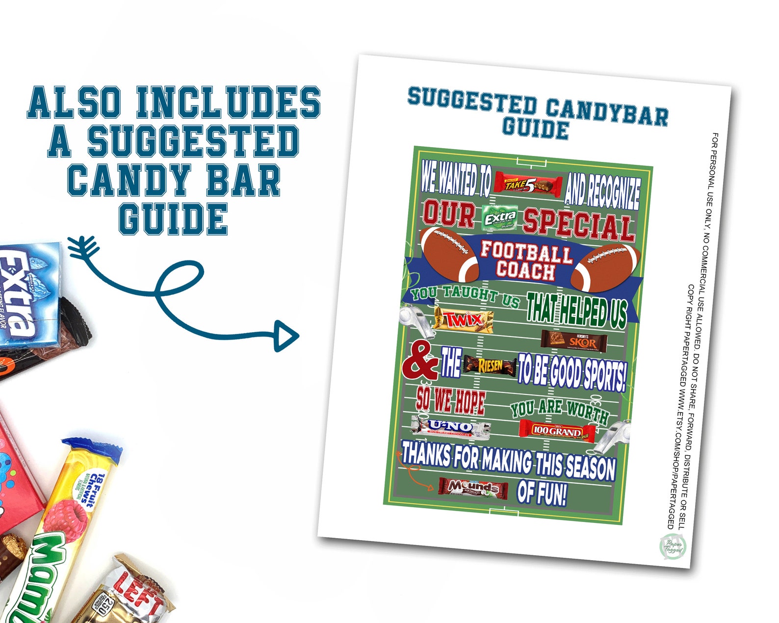 Football Coach Candy Gram Poster Coaches Thank You Gift - Etsy