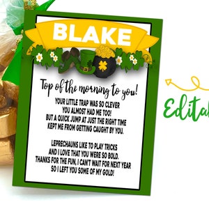 Leprechaun Trap Note, Note From Leprechaun, Leprechaun Trap, Saint ...