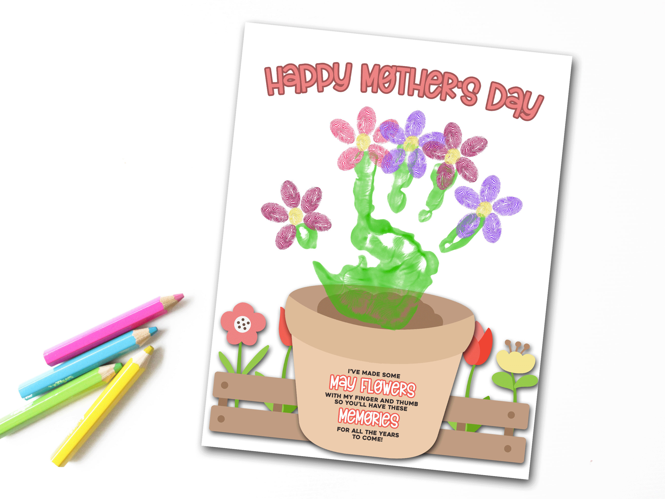 Handprint Flowers for Mother's Day, Mother's Day Gift From Kids, DIY ...