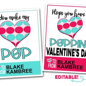 Pop Toy Valentine Card, Fidget Toy Valentine Cards, Kid's Valentine ...