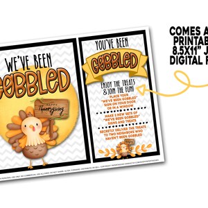 You've Been Gobbled Sign, Printable Thanksgiving Gobbled Sign ...