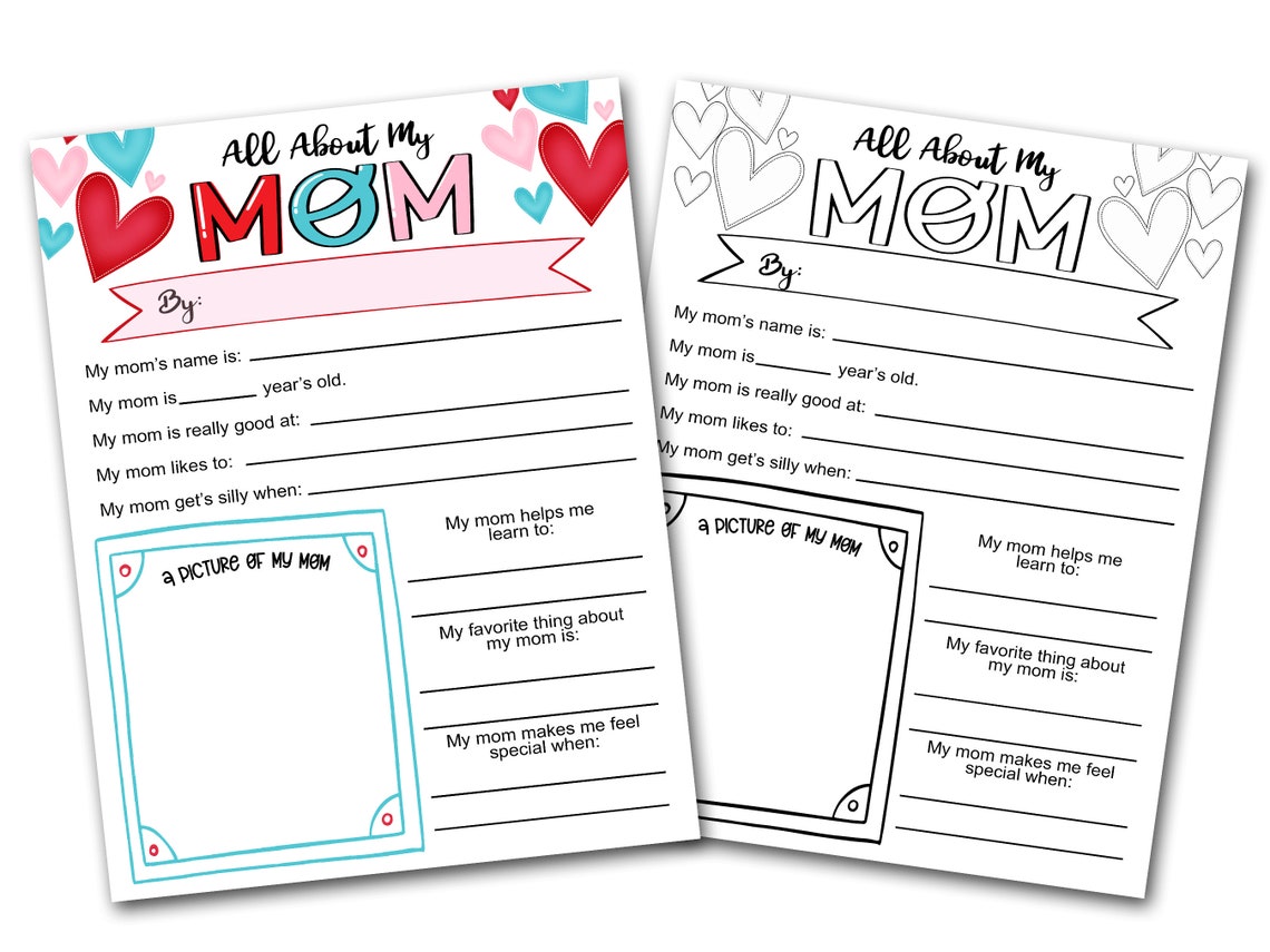 All About My Mom Mother's Day Printable Mother's Day | Etsy
