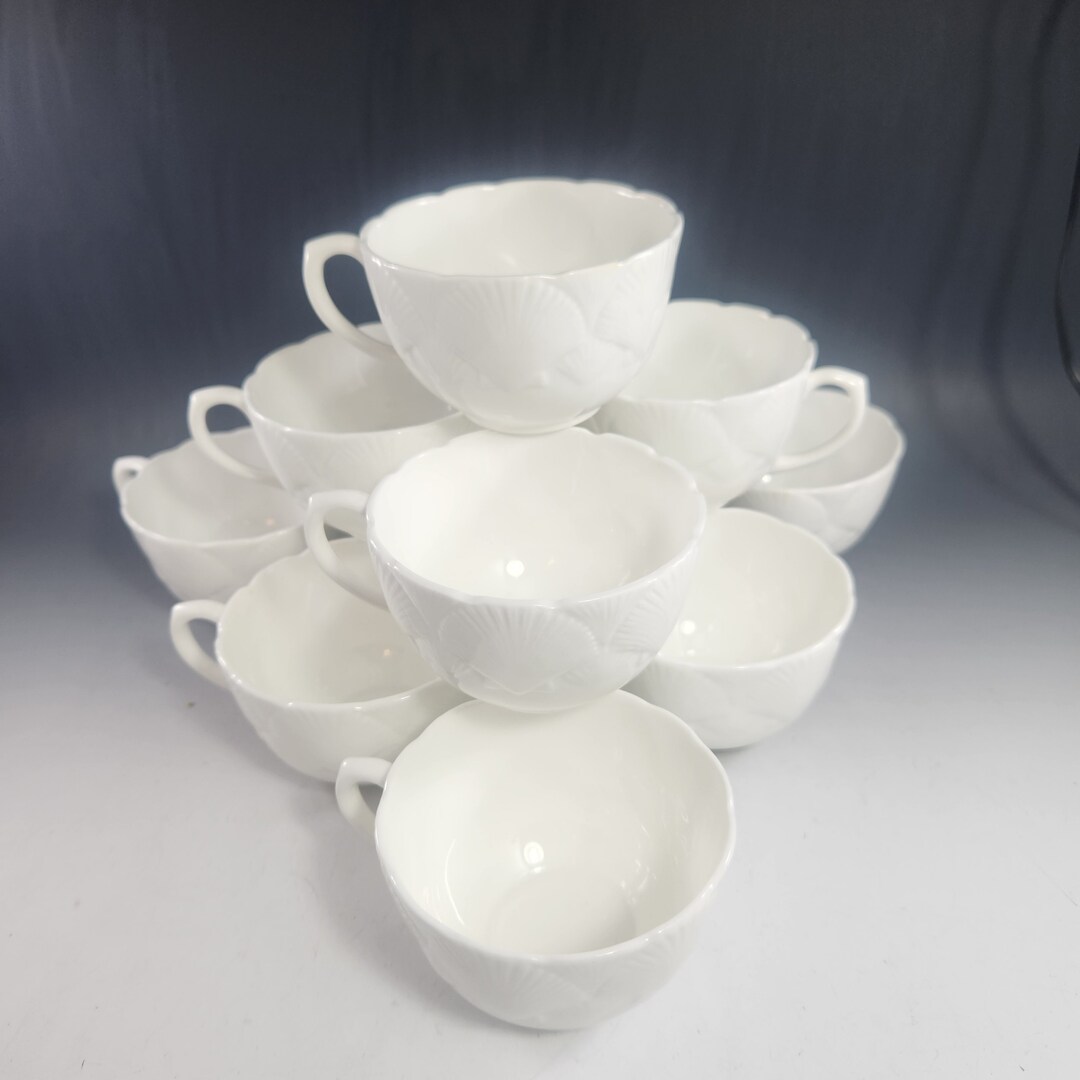 Coalport Oceanside Tea Cup Teacup no Saucer White Scallop Shell Pattern ...