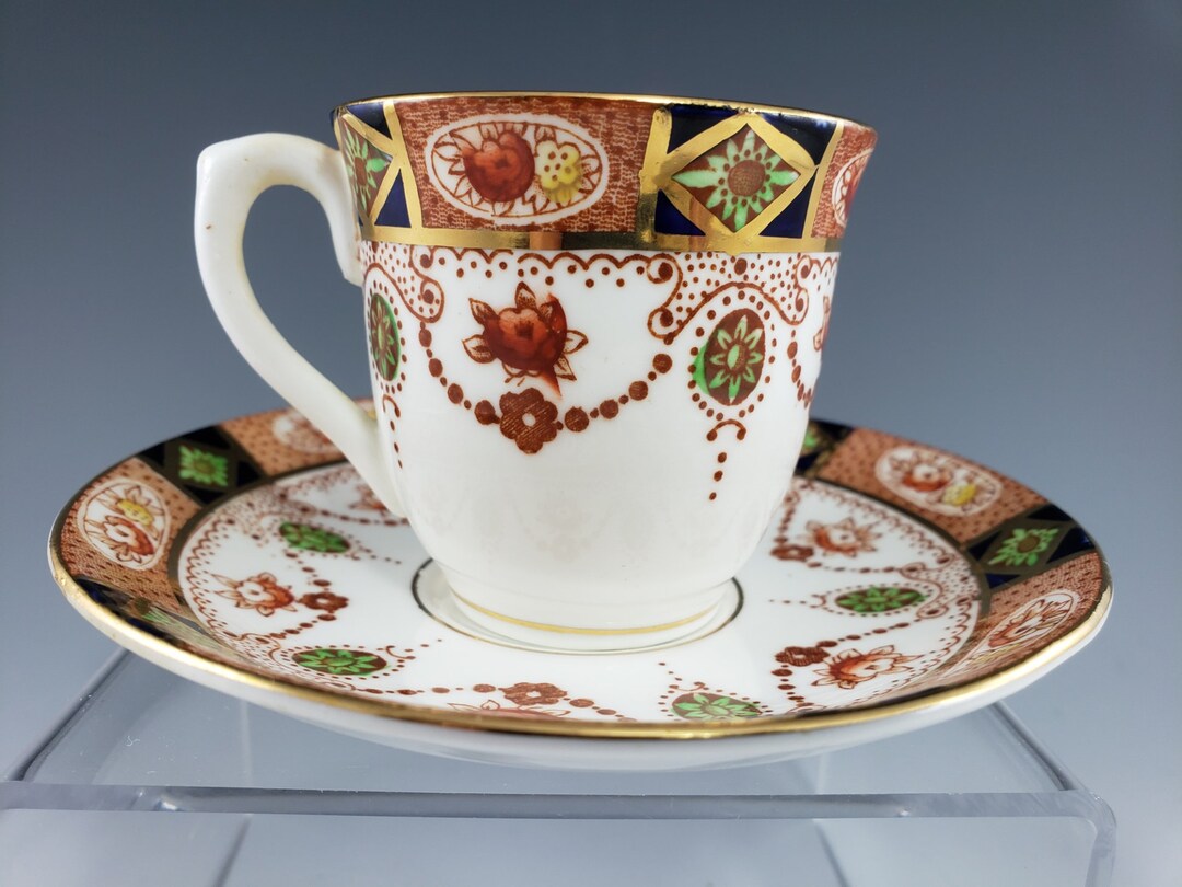 1940s Colclough Imari Bone China Demitasse Tea Cup & Saucer Cobalt Blue ...