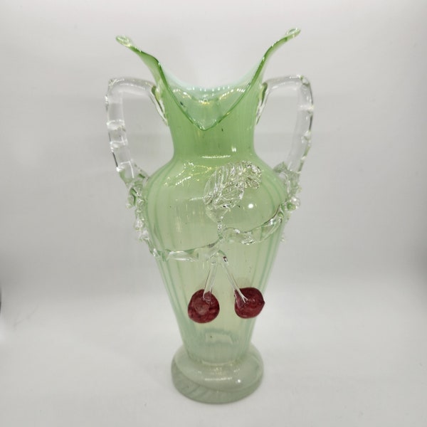 Bohemian Uranium Glass Vase - Etsy