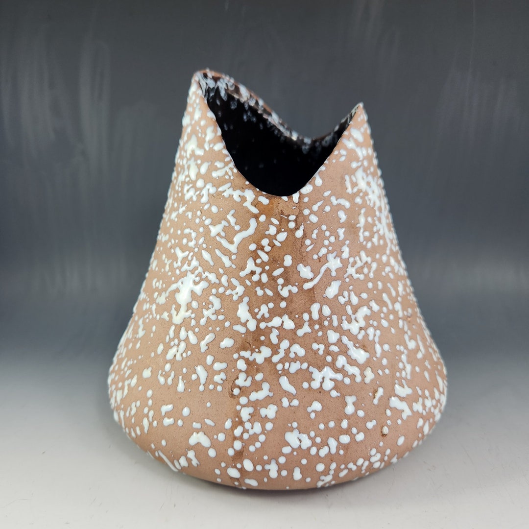 Mid Century Modern Volcano Vase Blue Lava Glaze Pottery Planter Marked ...