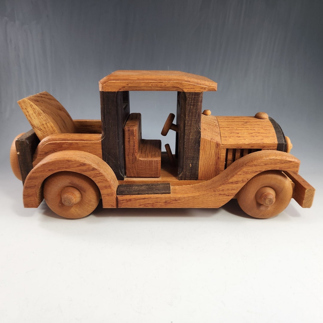 Vintage Handmade Wood Toy Model T Car Oak & Black Walnut Old Fashioned ...