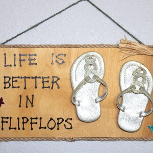 Life is Better in Flipflops Wooden Sign Plaque Beach Seashore Summer ...