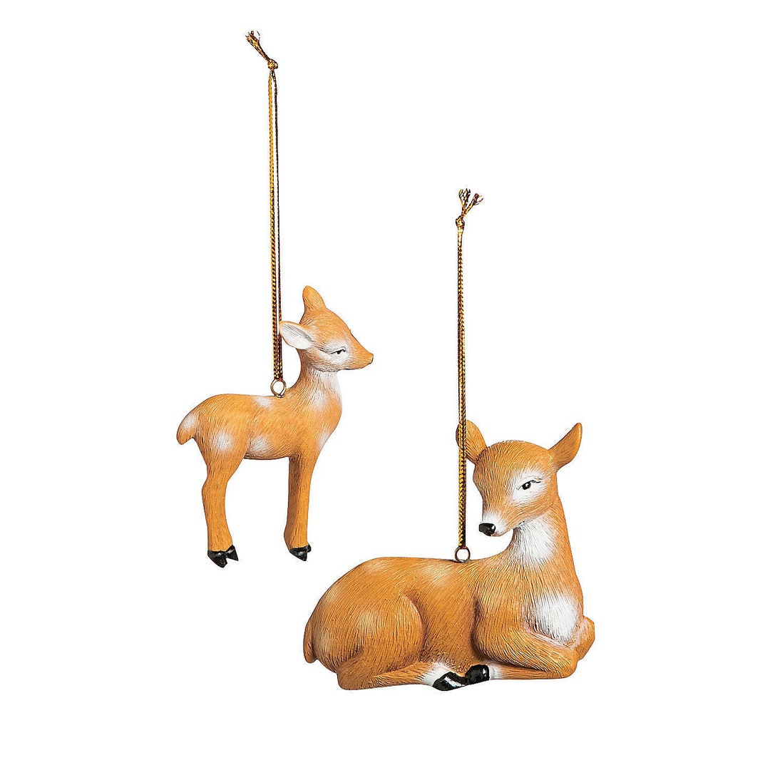 Hand Painted Doe and Fawn Deer Family 3D Resin Ornament Set-mommy ...